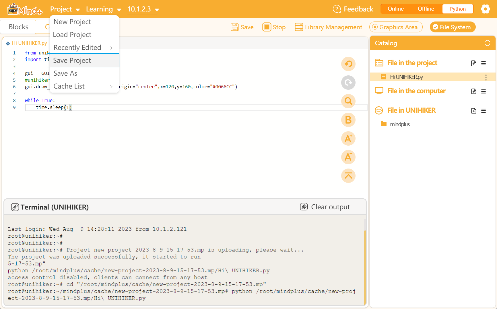 Mind+ Python & Graphical Python - UNIHIKER Documentation